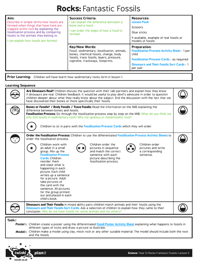 Lesson Plan Fantastic Fossils | PDF | Fossil | Rock (Geology)