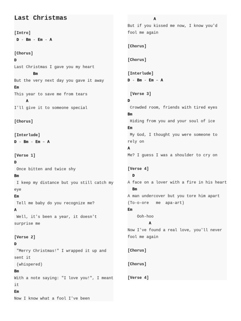 Last Christmas Chords | PDF