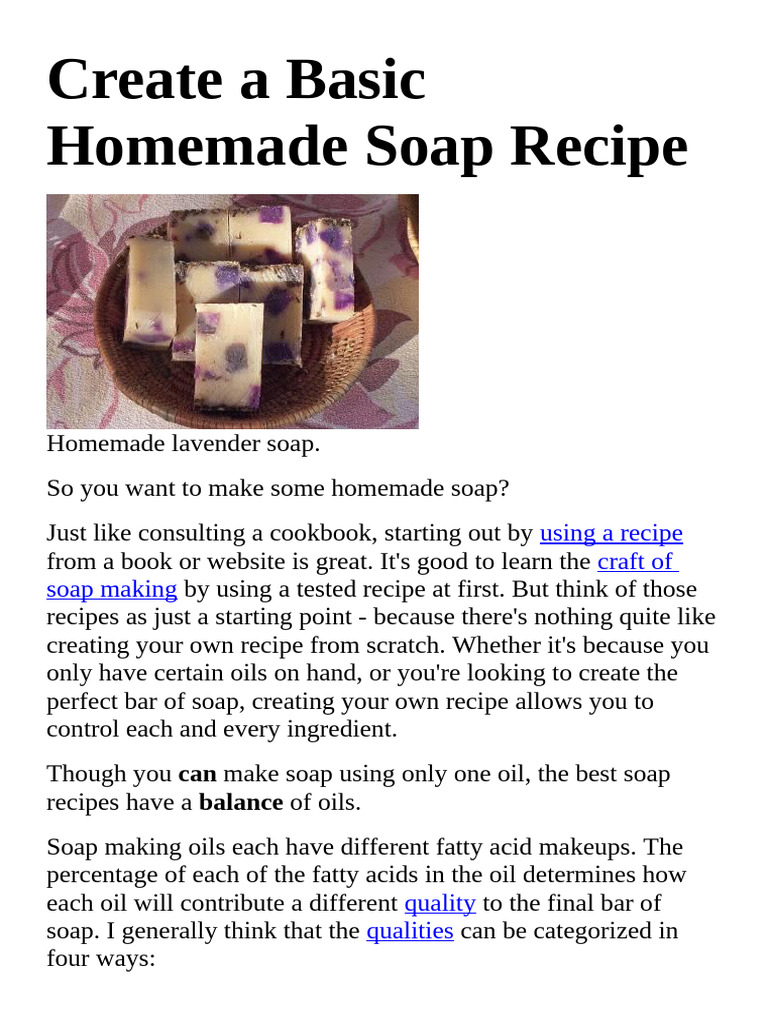 Create A Basic Homemade Soap Recipe | PDF | Soap | Oil