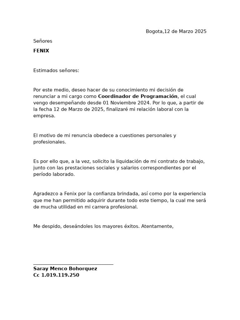 Carta Fenix | PDF