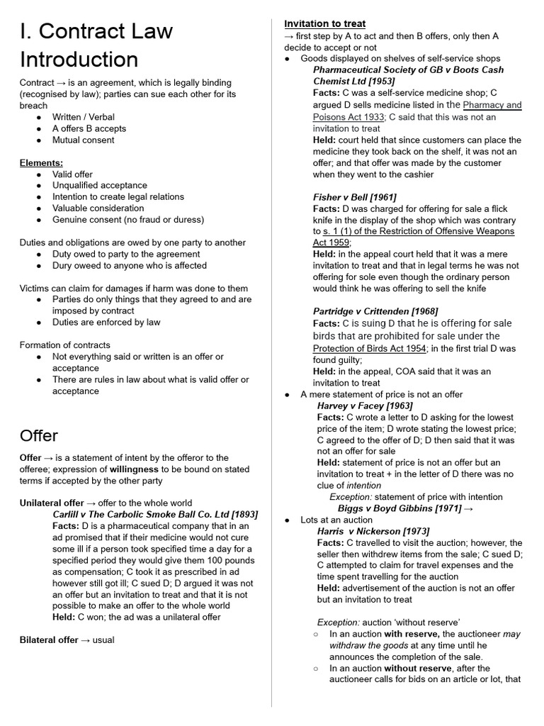 Understanding Contract Law Essentials | PDF | Offer And Acceptance ...