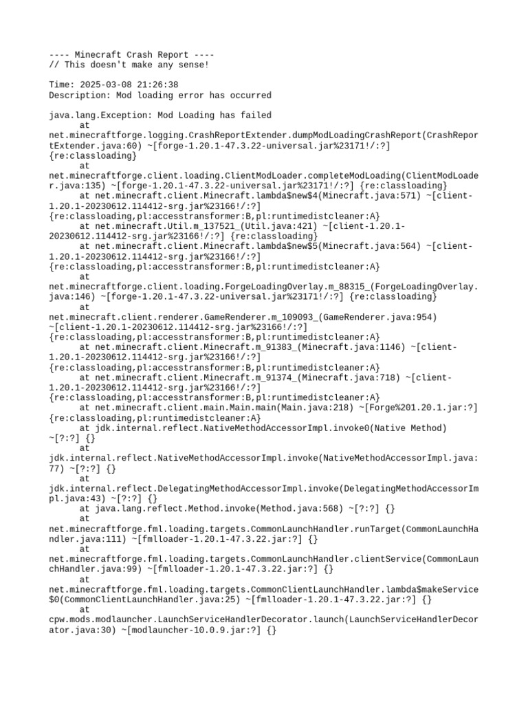 Minecraft Mod Loading Crash Report | PDF | Computer Architecture | Computing