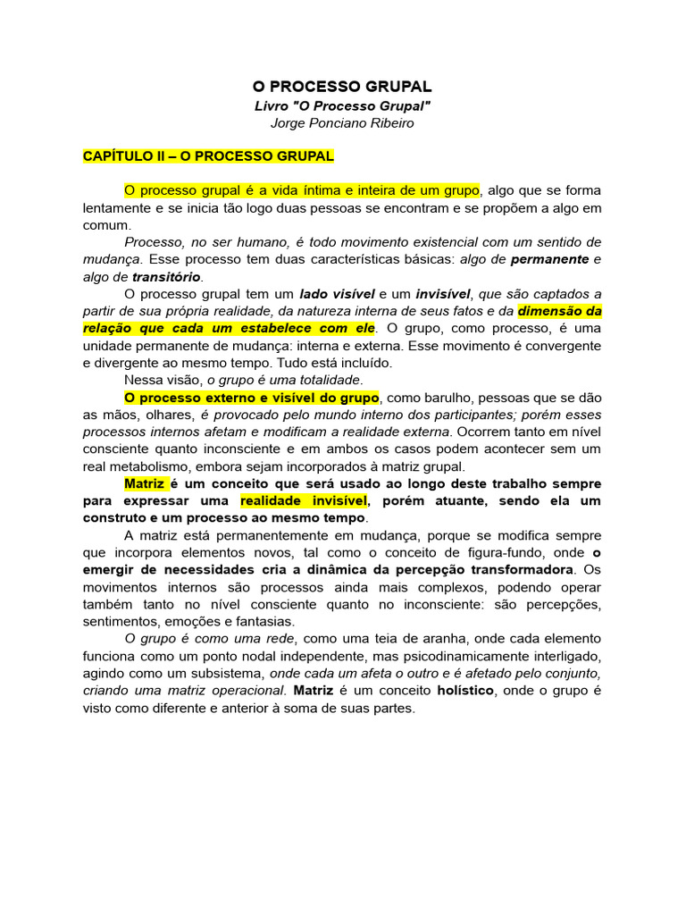 Capítulo Ii - o Processo Grupal | PDF