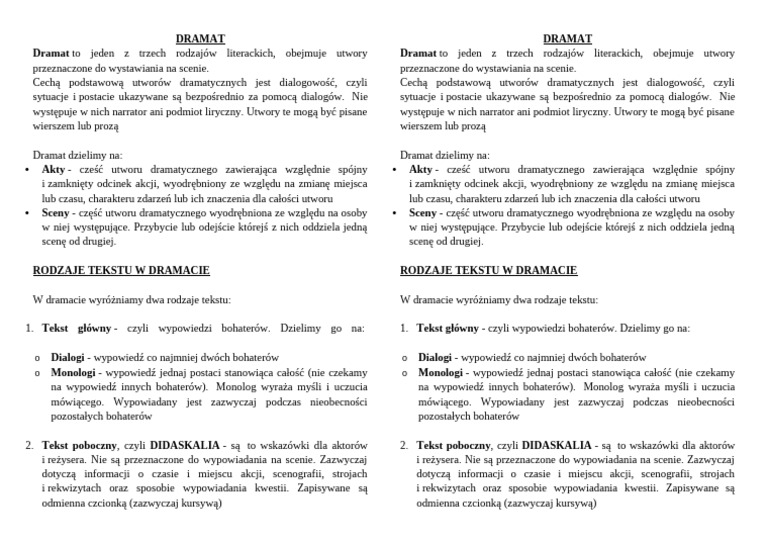 DRAMAT - Notatka 5kl. | PDF