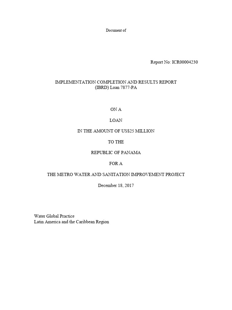 Panama - Metro Water and Sanitation Improvement Project | PDF ...