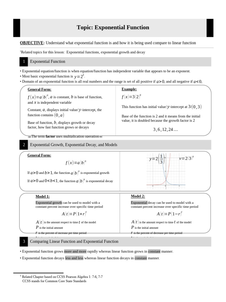 SAT MATH - Exponential Function | PDF | Exponential Function | Function ...