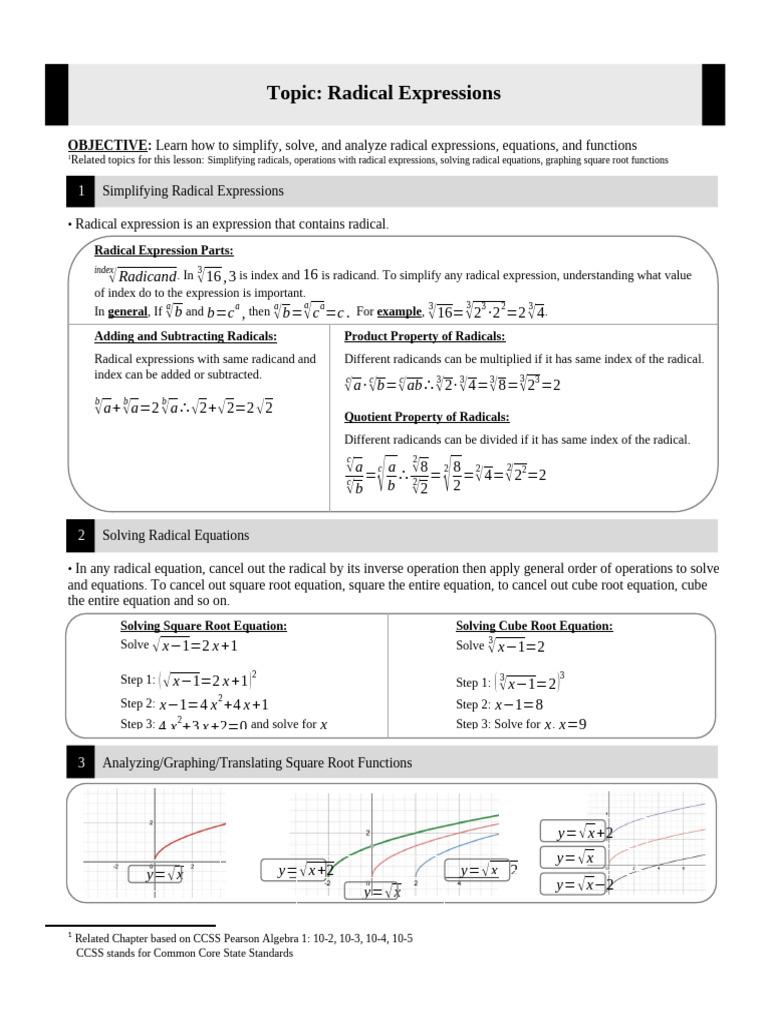 SAT MATH - Radical Expression | PDF | Square Root | Equations