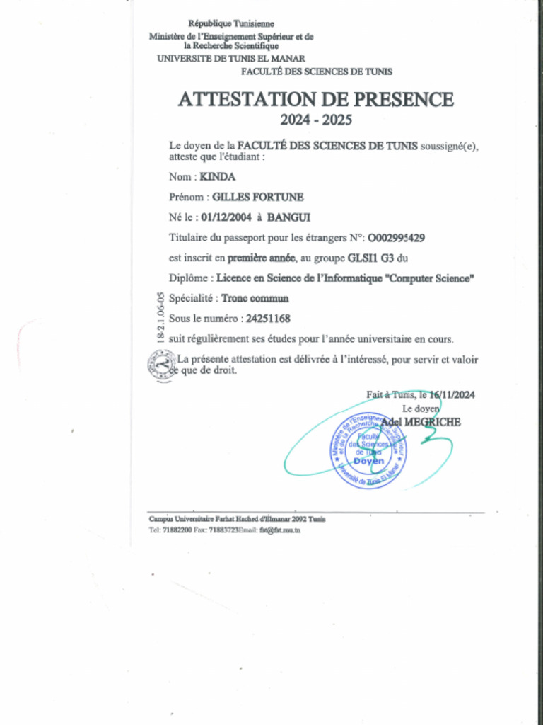 Attestation de Présence | PDF