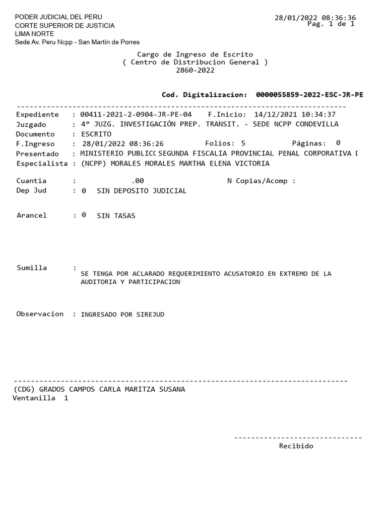 Exp. 00411-2021-2-0904-JR-PE-04 - Anexo - 06858-2022 | PDF | Fiscal | Judicaturas