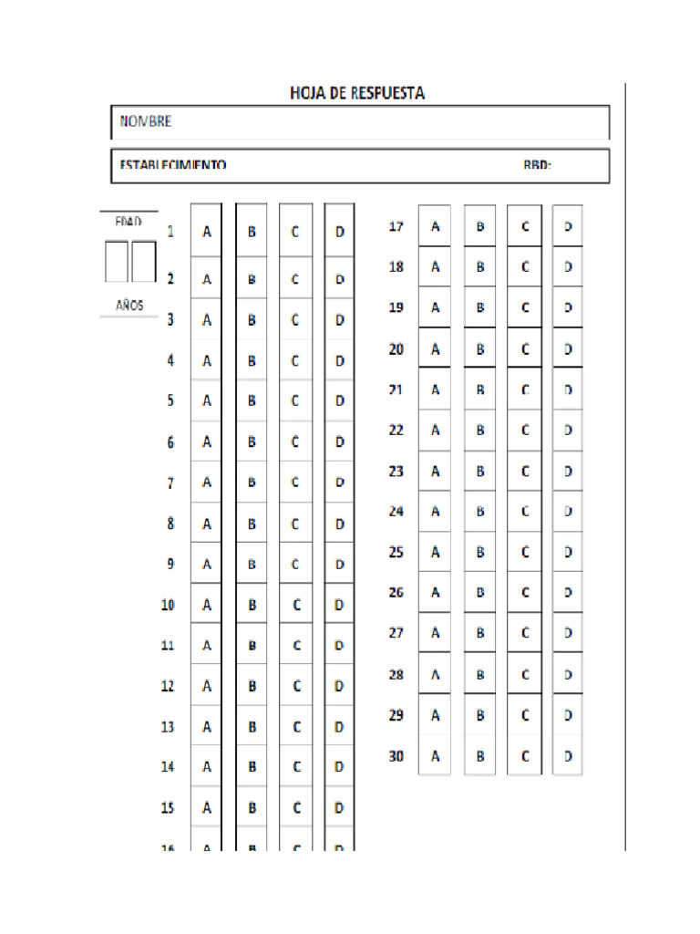 Hoja Respuestas | PDF