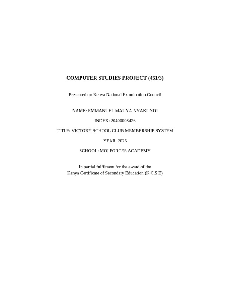 Victory School Club System Project | PDF