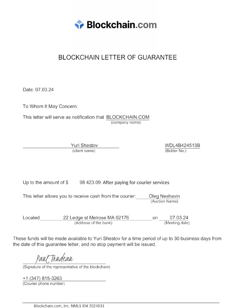 Sample Bank Letter of Guarantee 122 | PDF