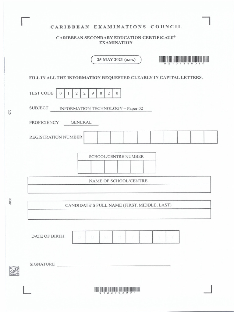 CSEC Information Technology June 2021 P2 ANSWERS | PDF | Security ...
