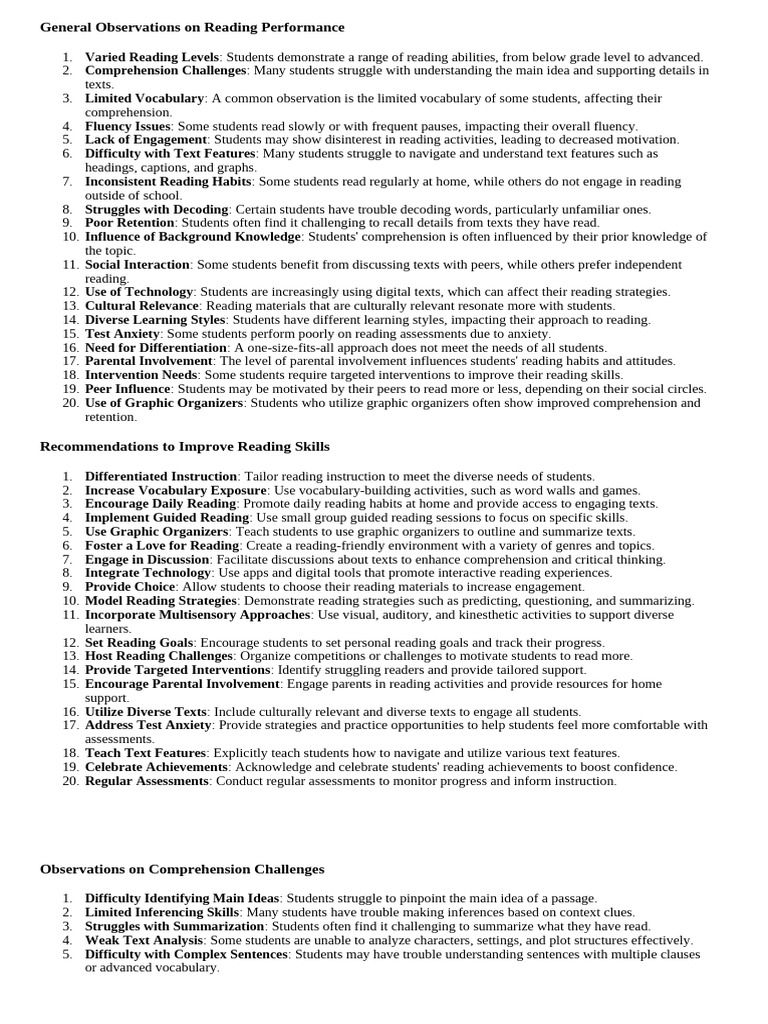Suggestion and Observation | PDF | Reading Comprehension | Communication