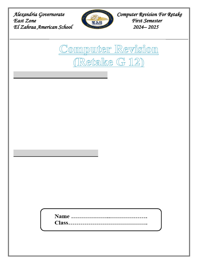 Computer Revision 1st Semester | PDF | Data Type | Boolean Data Type