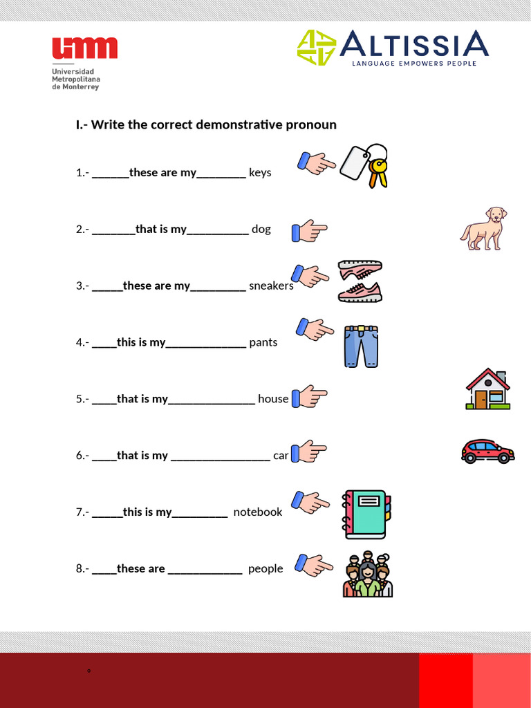 Demonstrative Pronouns (Activity) | PDF