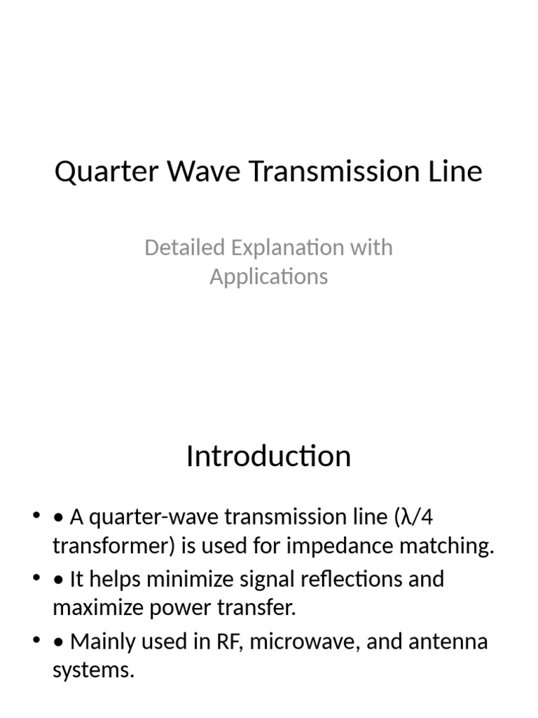 Quarter Wave Transmission Line Overview | PDF