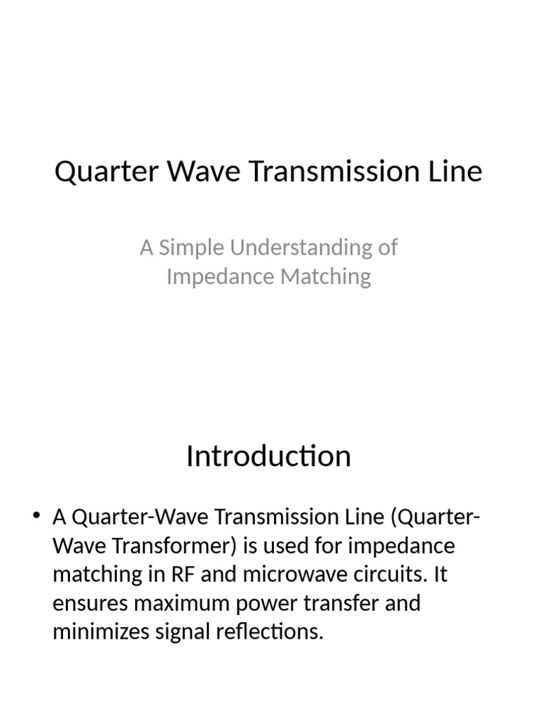 Quarter Wave Transmission Line | PDF