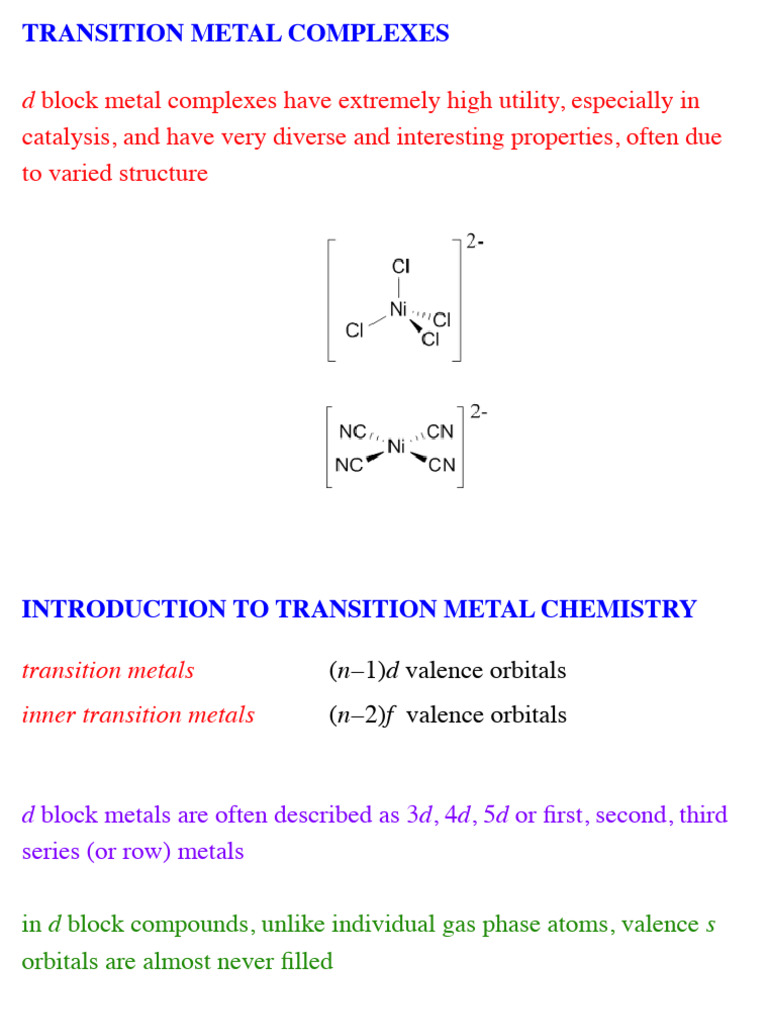 10 Intro To Coordination Compounds | PDF | Coordination Complex | Transition Metals