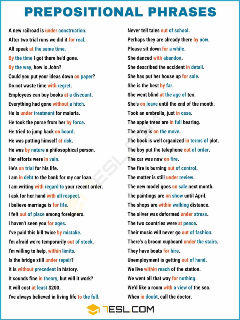 Sample prepositional phrases | PDF