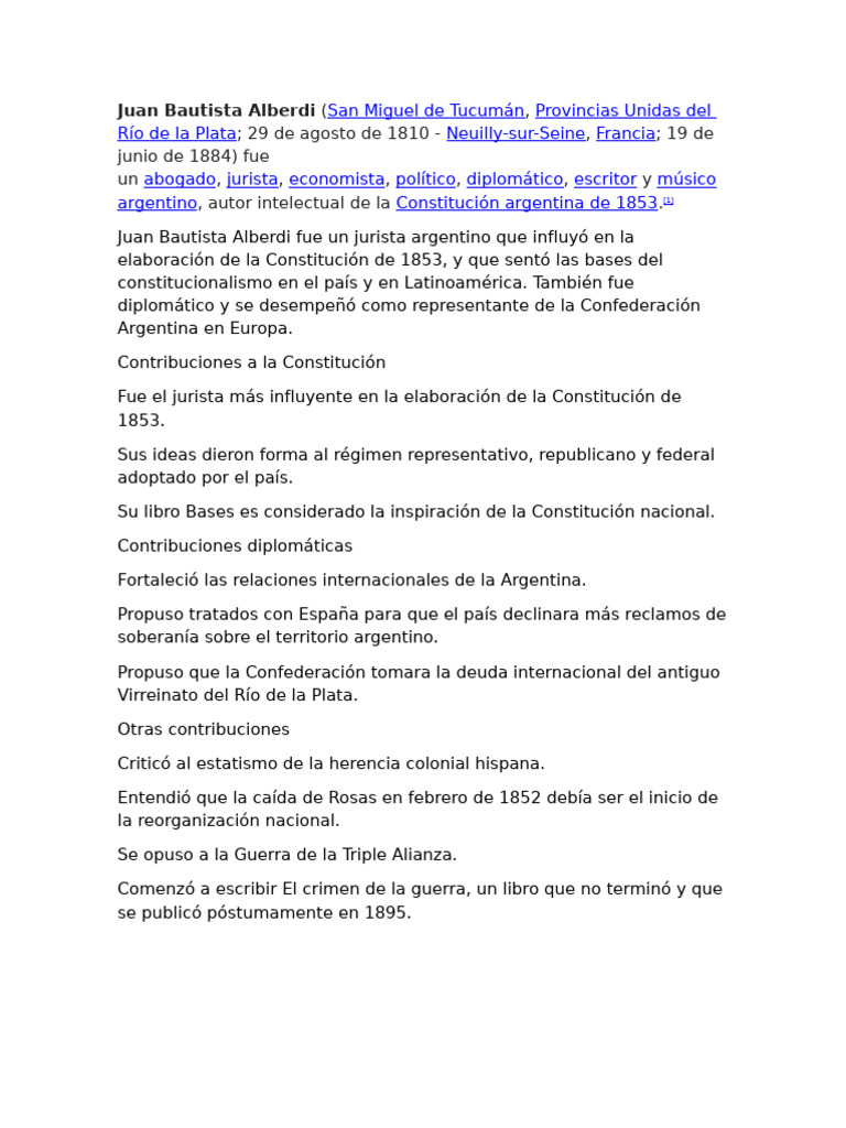 Juan Alberto Alberdi Biografía | PDF
