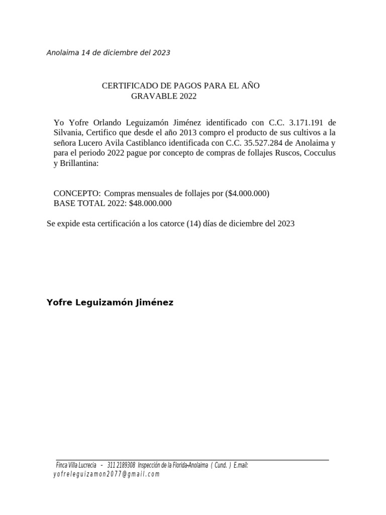 Modelo Certificado de Compras | PDF