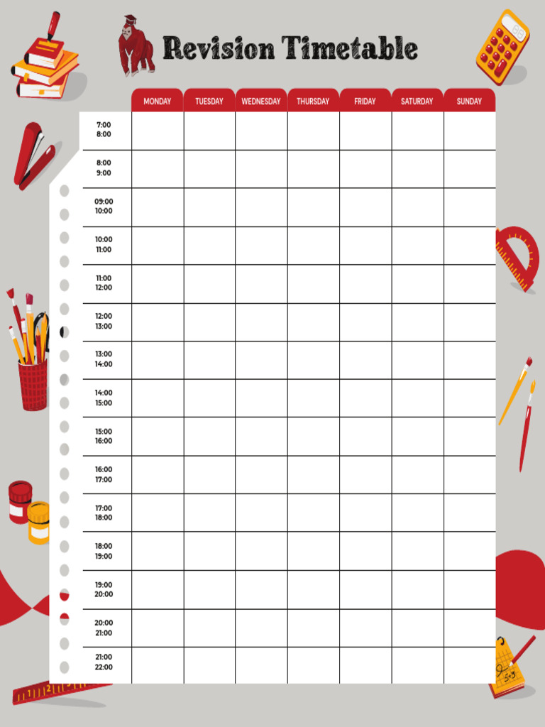 Weekly Revision Timetable Schedule | PDF