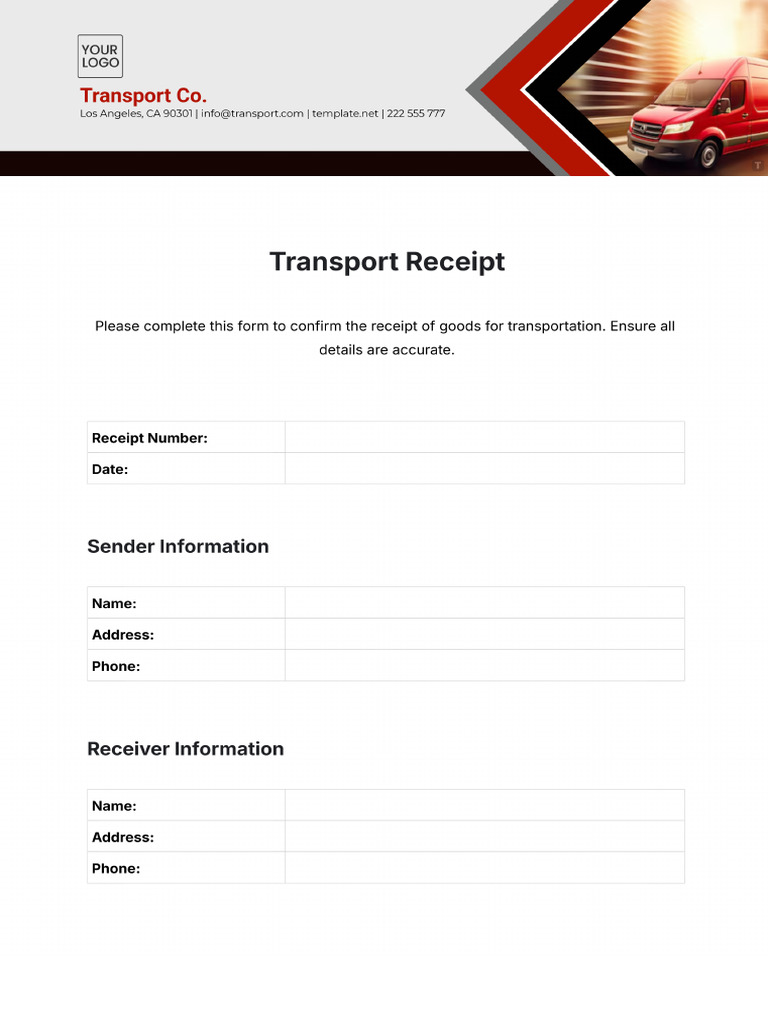 Transport Receipt Template | PDF
