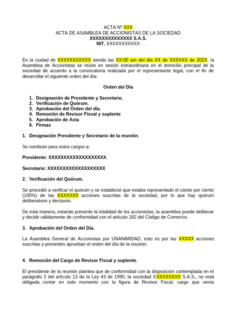Remoción de Revisor Fiscal en Asamblea | PDF | Gobierno