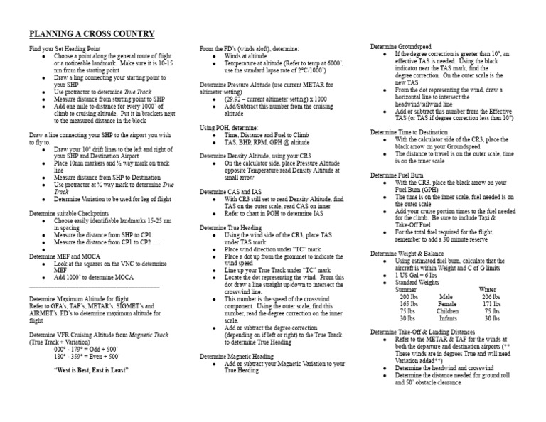 Planning a Cross Country.doc | PDF | Altitude | Aviation