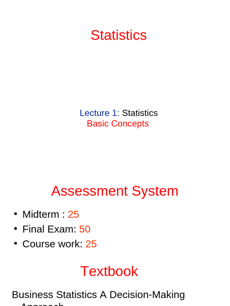 Lecture 1 Statistics and Lecture2 | PDF | Statistics | Level Of Measurement