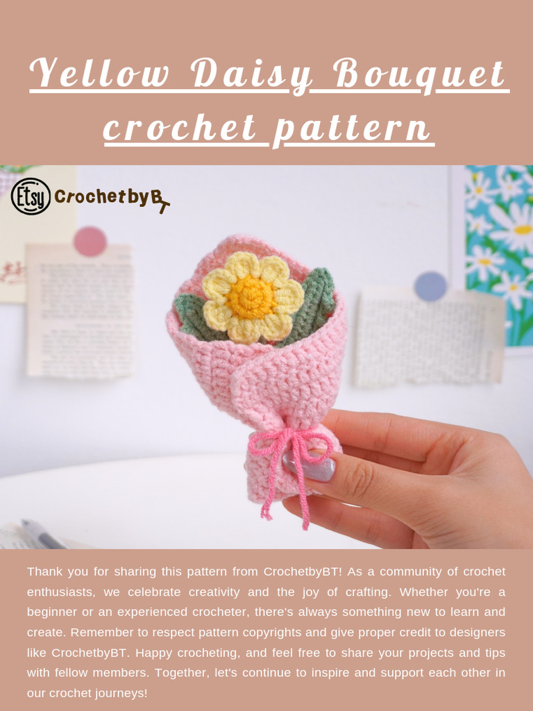 Yellow Daisy Crochet Bouquet Pattern | PDF | Crochet | Textile Arts