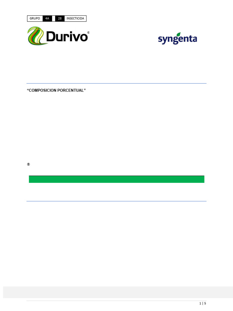 Fichatecnica-Durivo THIAMETOXAM-CLORANTRANILIPROL | PDF | Acetilcolina ...