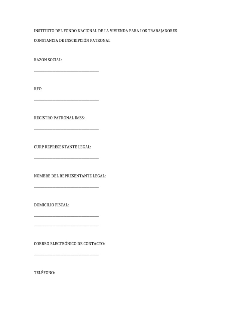 Formato Registro INFONAVIT | PDF