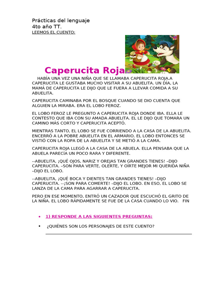 Cuadernillo de Caperucita | PDF | Caperucita Roja