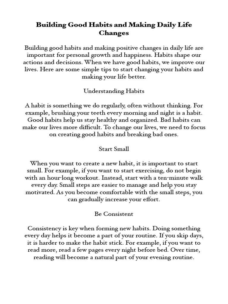 Tips for Building Good Daily Habits | PDF | Habits