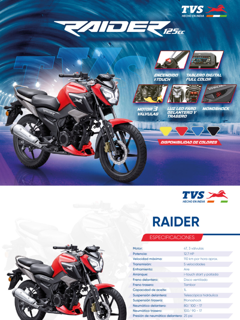 Ficha Técnica TVS Raider 125 | PDF