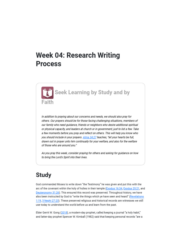 W04 Research Writing Process | PDF | Prayer | Libraries