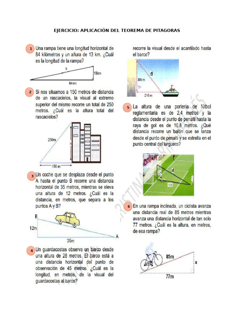 Ejercicio Aplicacion Del Teorema de Pitagoras | PDF