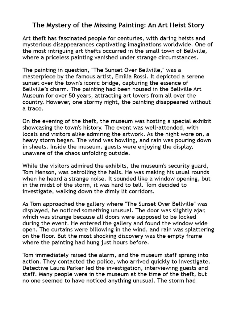 The Bellville Art Heist Mystery | PDF