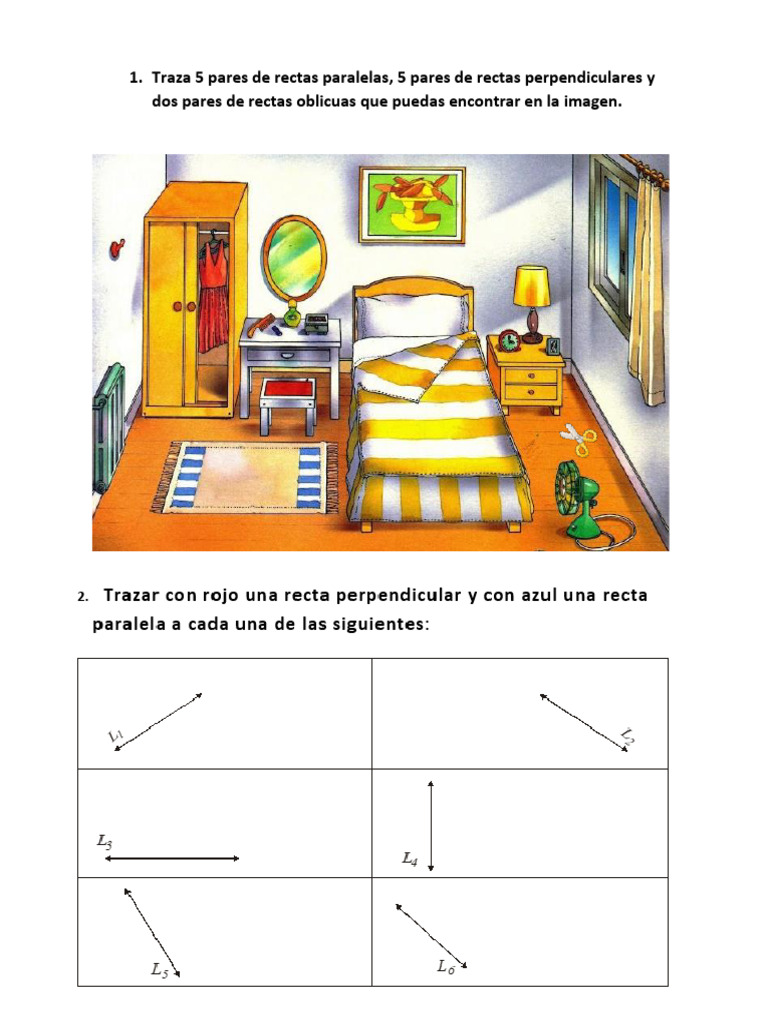 Rectas paralelas, perpendiculares y oblicuas | PDF