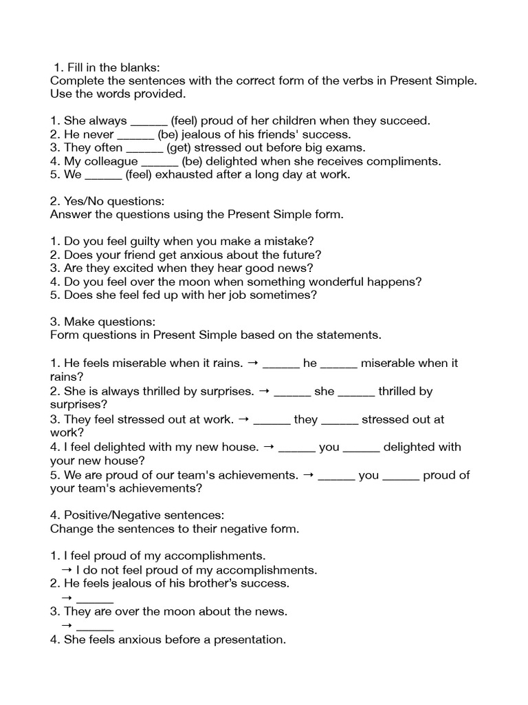 Present Simple Verb Exercises | PDF