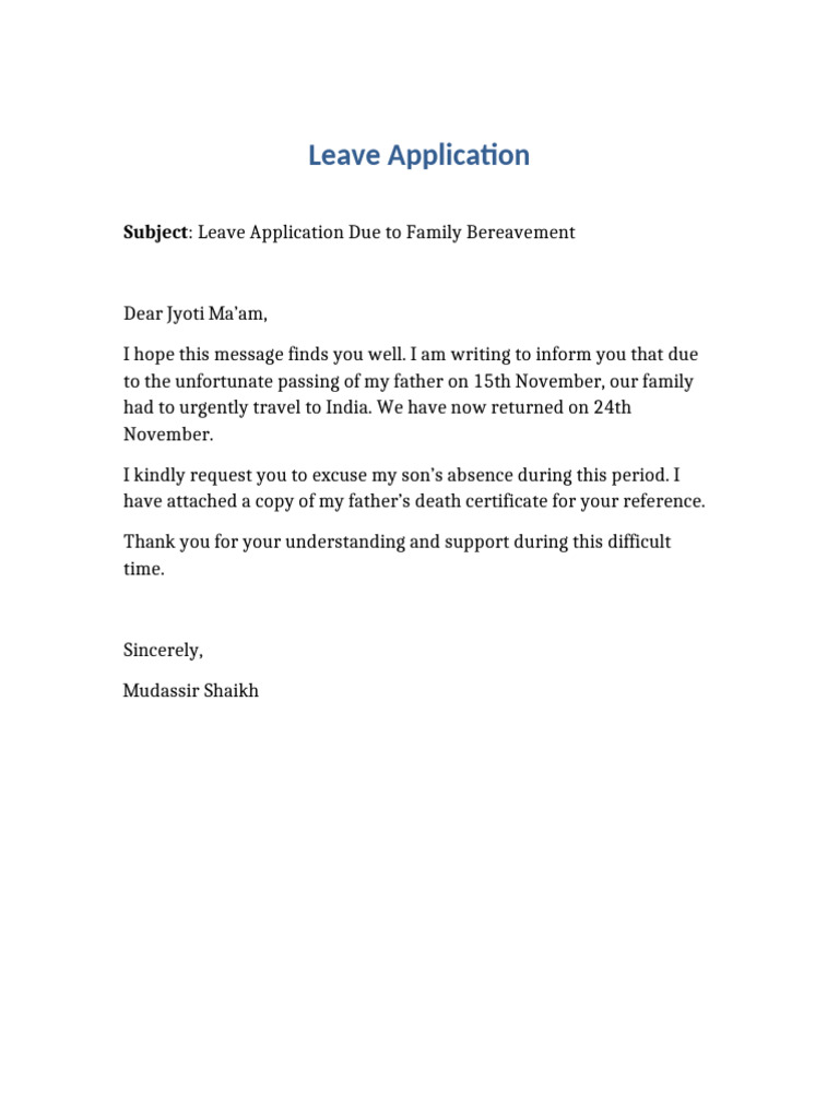 Leave Letter | PDF