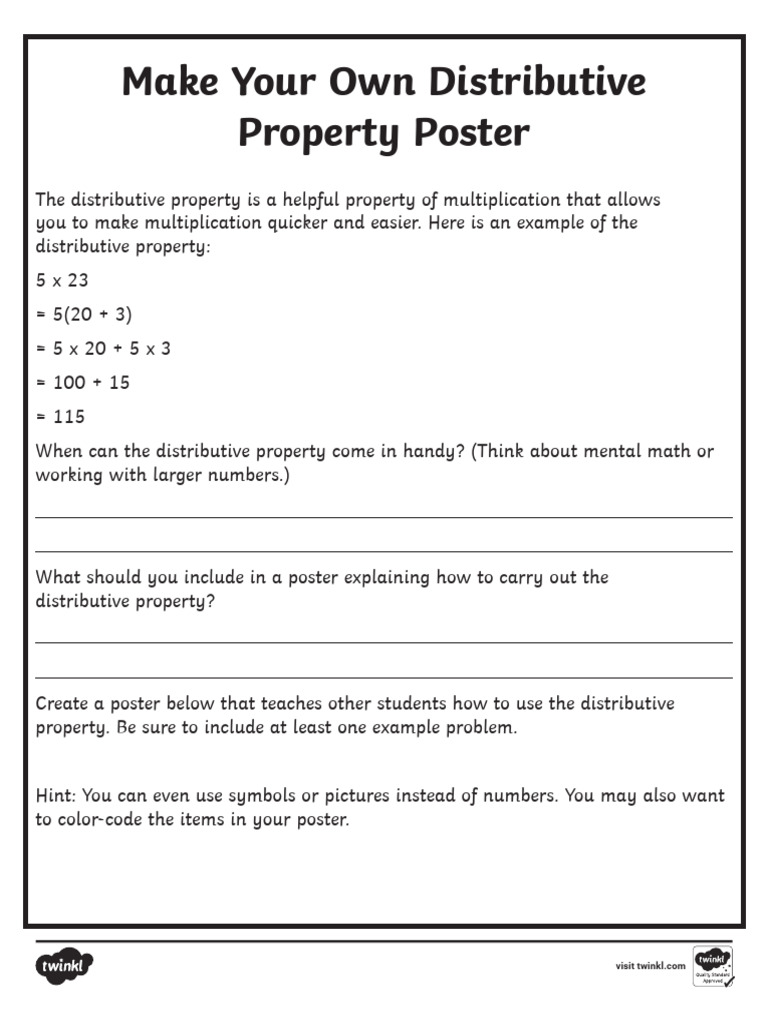 Make Your Own Distributive Property Poster | PDF
