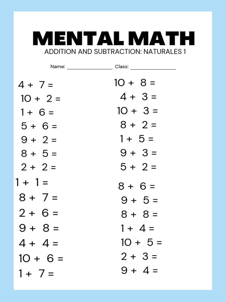 Mental Math Exercises for Students | PDF | Arithmetic | Mathematics