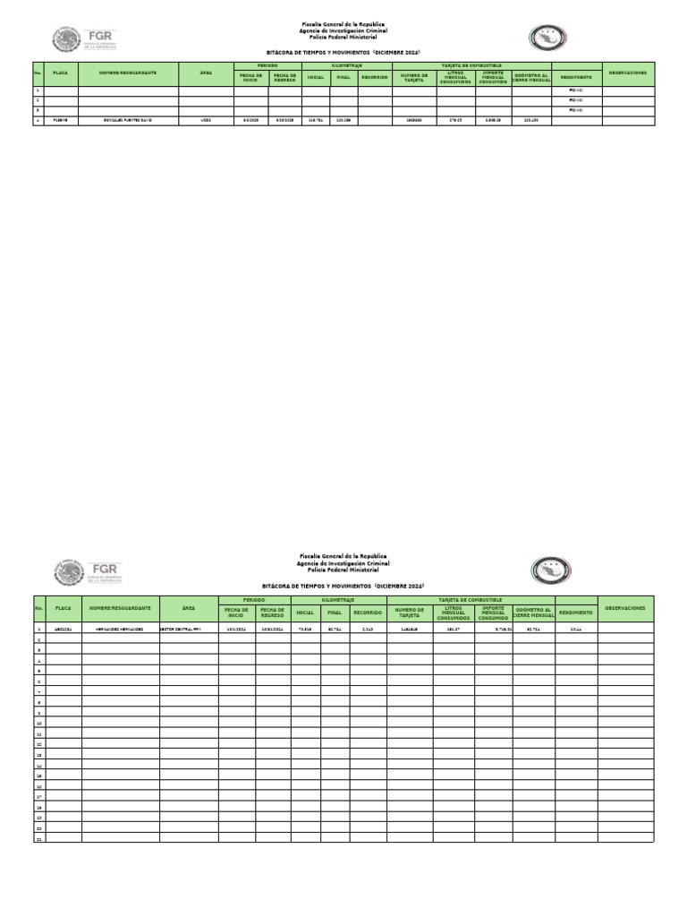 Bitacora de Consumo de Combustible Marzo 2025 Ranger | PDF