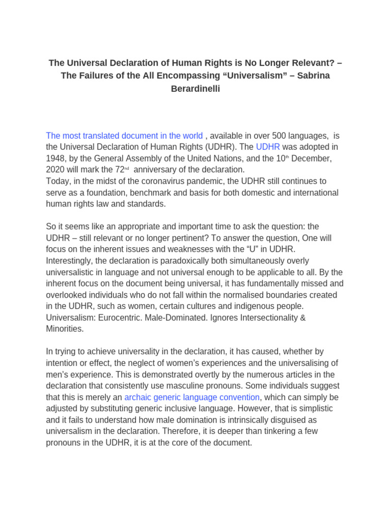 Group 5 - Failures of Universalism | PDF | Human Rights | Gender