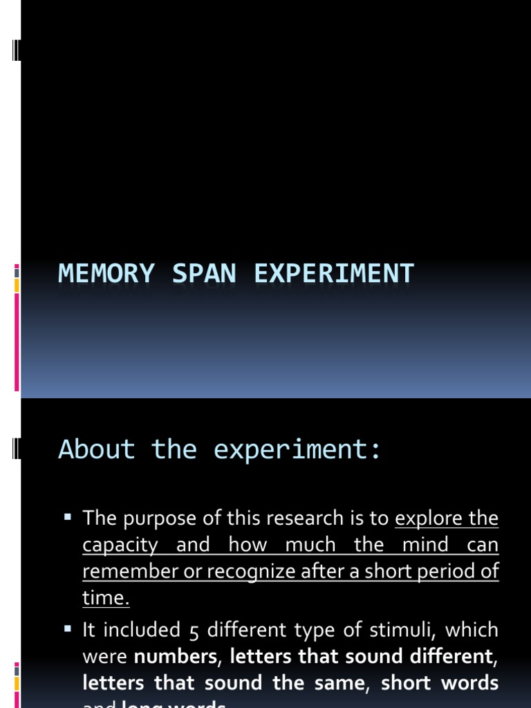 Memory Span Experiment | PDF | Experiment | Limbic System