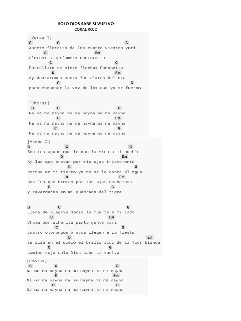 Solo Dios Sabe Si Vuelvo | PDF
