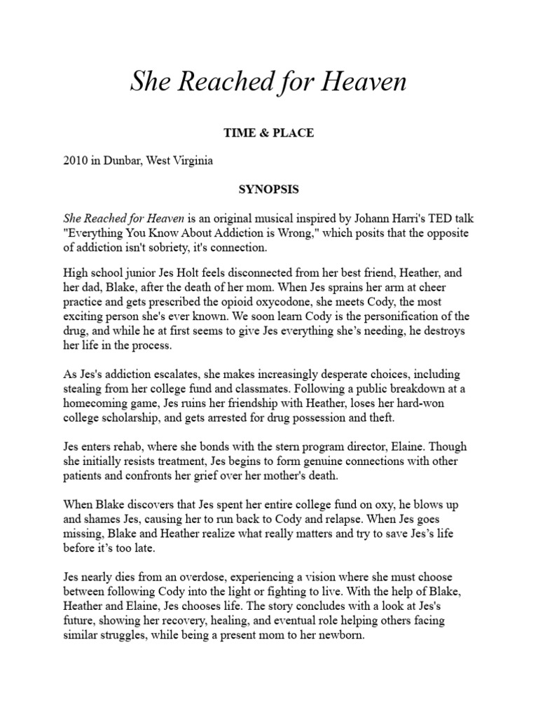 She Reached For Heaven Synopsis & Casting Breakdown 2025 | PDF | Oxycodone | Psychoactive Drugs